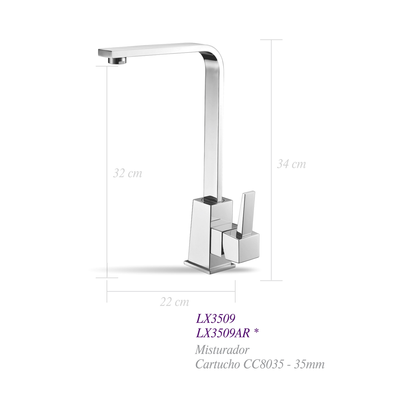 Misturador Monocomando Cozinha Lexxa Bagno LX 3509AR | Pergo Móveis ...